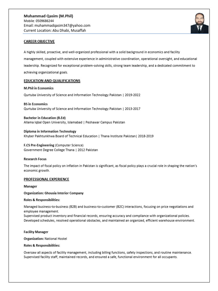 M.Qasim-CV | PDF | Pakistan | Literacy