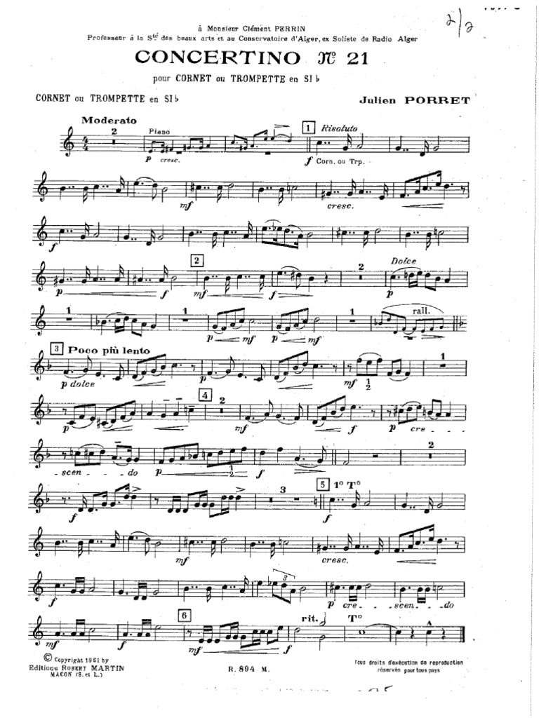Concertino N°21 Di J. Porret For Trumpet - TOAZ - INFO | PDF