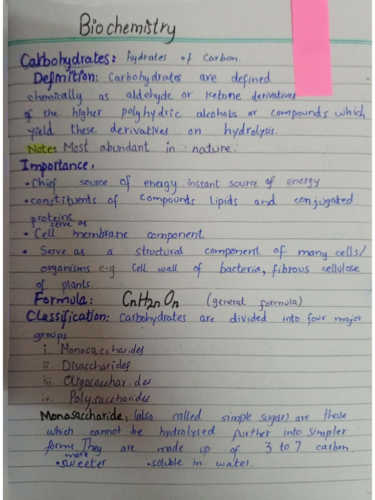 Carbohydrates Notes | PDF