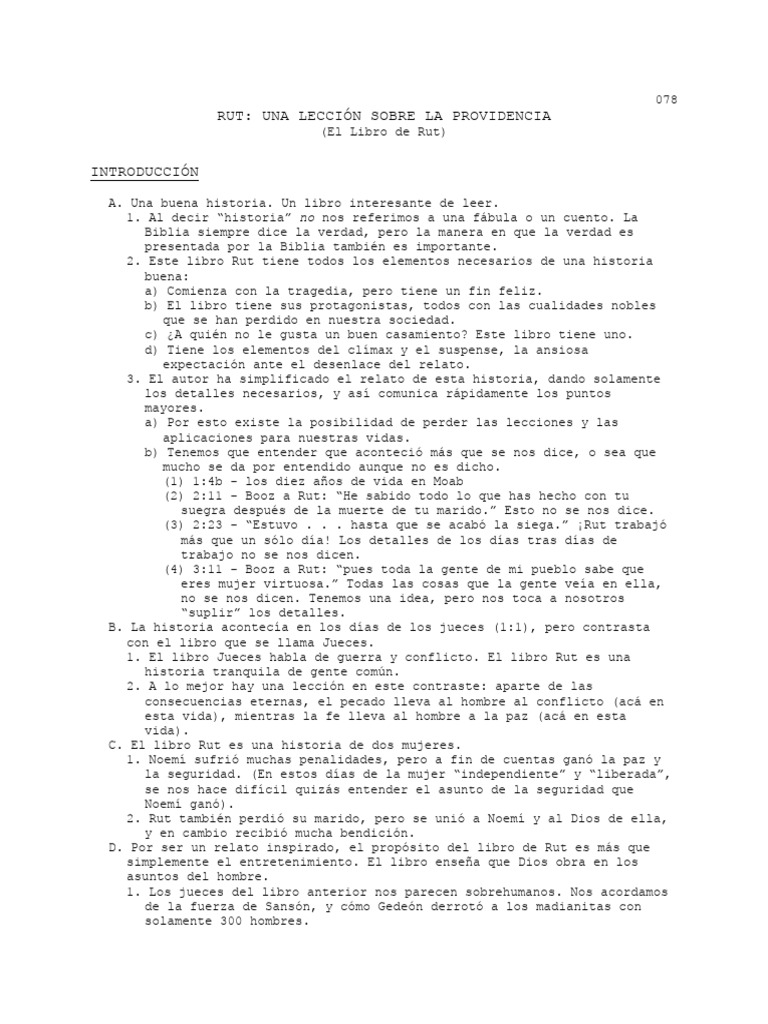 Rut: Una Lección Sobre La Providencia | PDF | Libro de rut | Rut (figura bíblica)