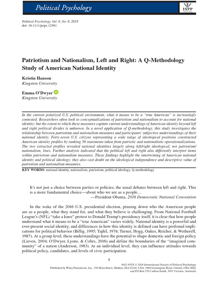 Patriotism and Nationalism - Left and Right - A Q-Methodology | PDF ...