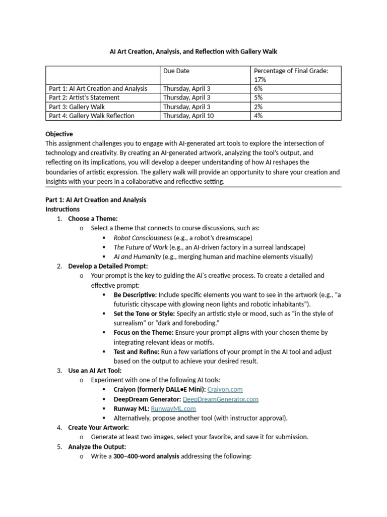 212_W25_AI Art Creation and Gallery Walk | PDF | Artificial ...