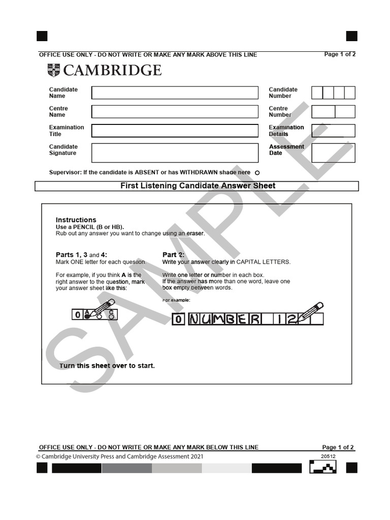 Test and Train Practice Test B2 FFS Listening Answer Sheet | PDF ...