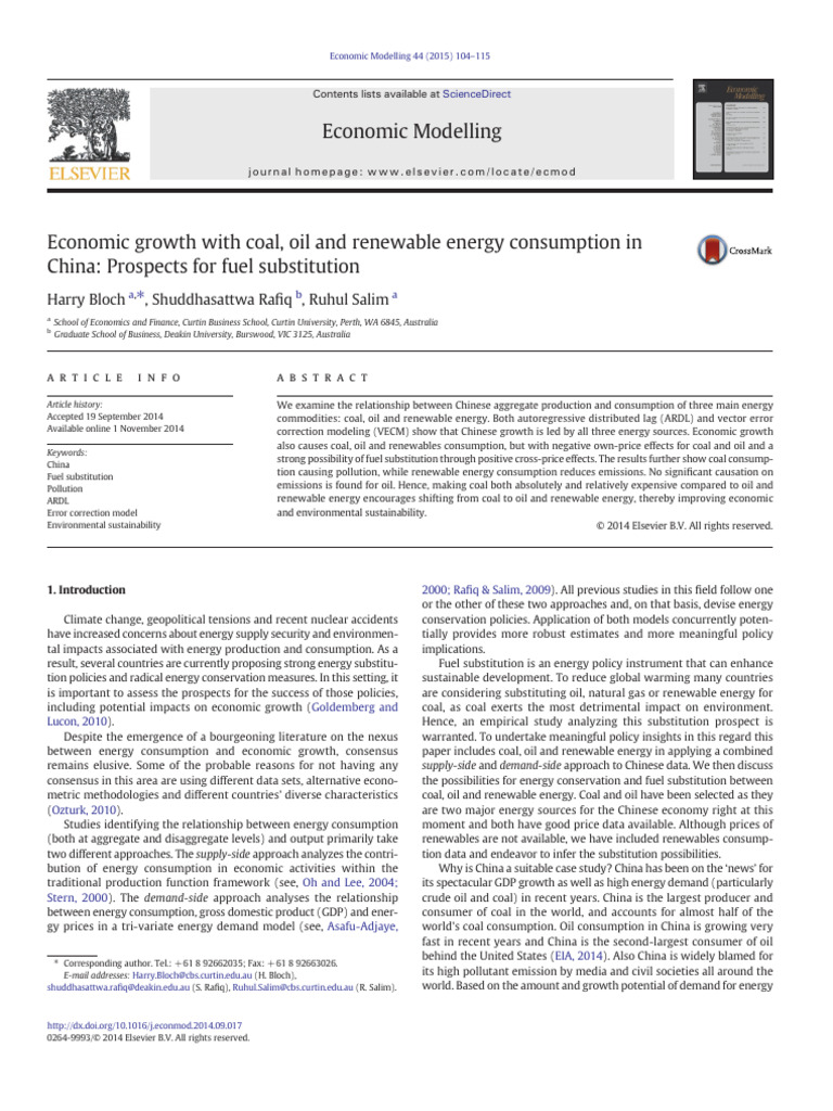 Bloch Et Al 2015 | PDF | Gross Domestic Product | Coal