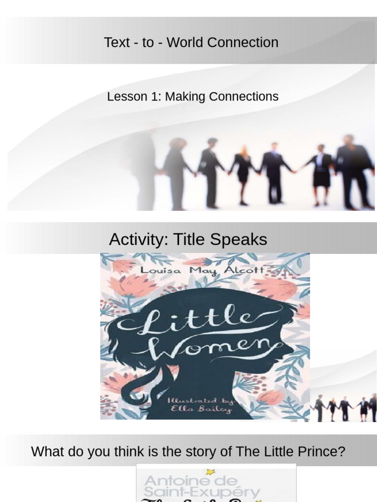 Lesson 1 Text to World Connection | PDF
