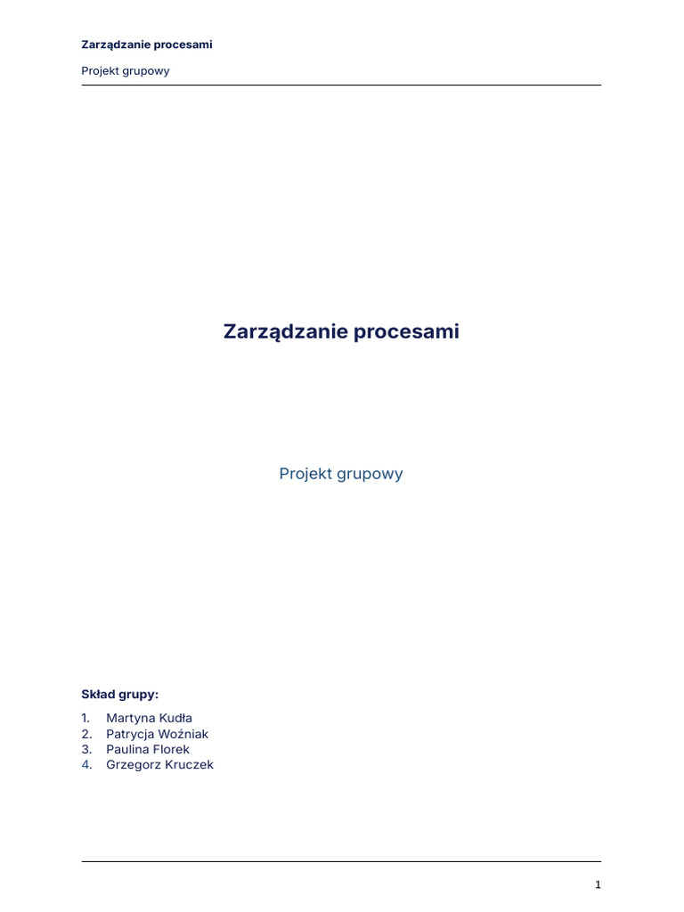 Zarządzanie - Procesami Formatka Projektu | PDF