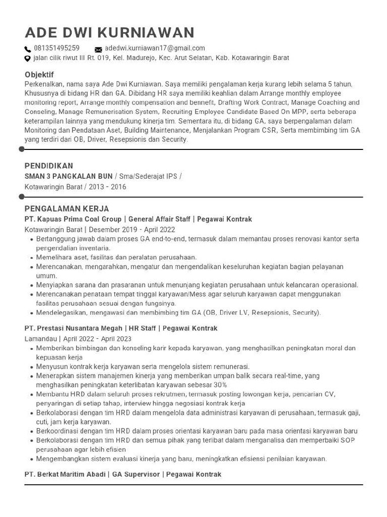 Ade Dwi Kurniawan (Pangkalan Bun) | PDF