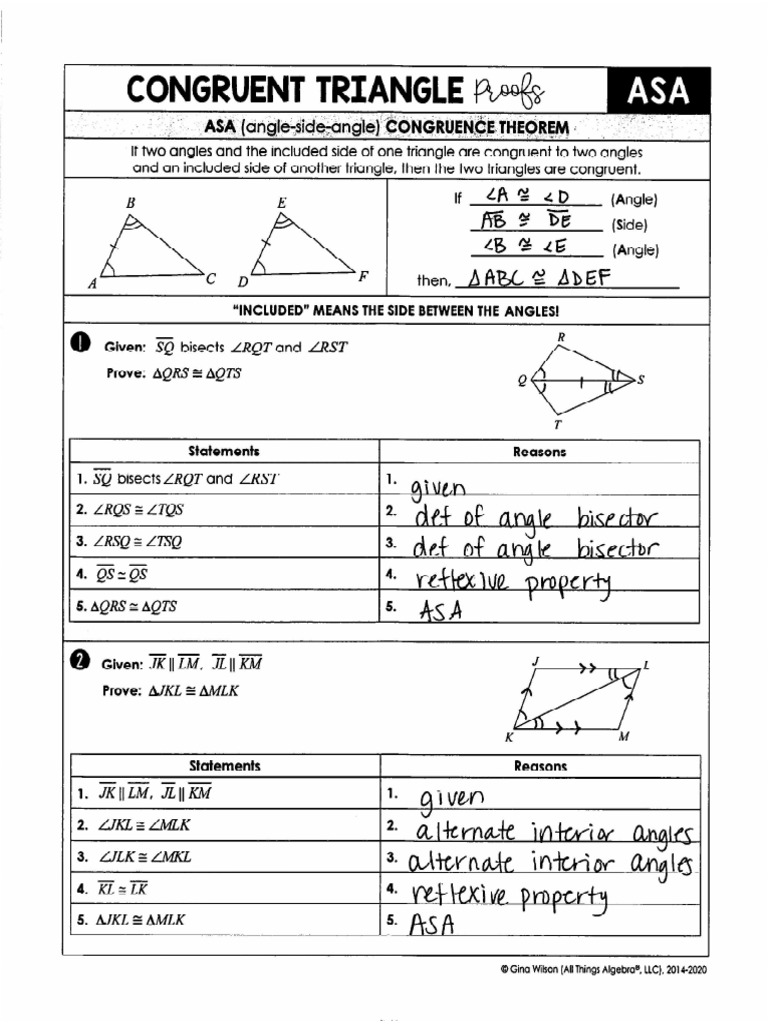 Answer Key To Triangle Proofs Practice Packet 2 | PDF