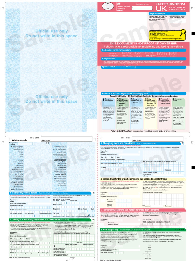 Dvla Logbook Sample 2019 | PDF | Vehicles | Motor Vehicle