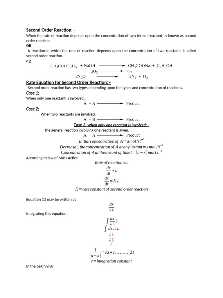 Understanding Second Order Reactions | PDF | Reaction Rate | Process ...