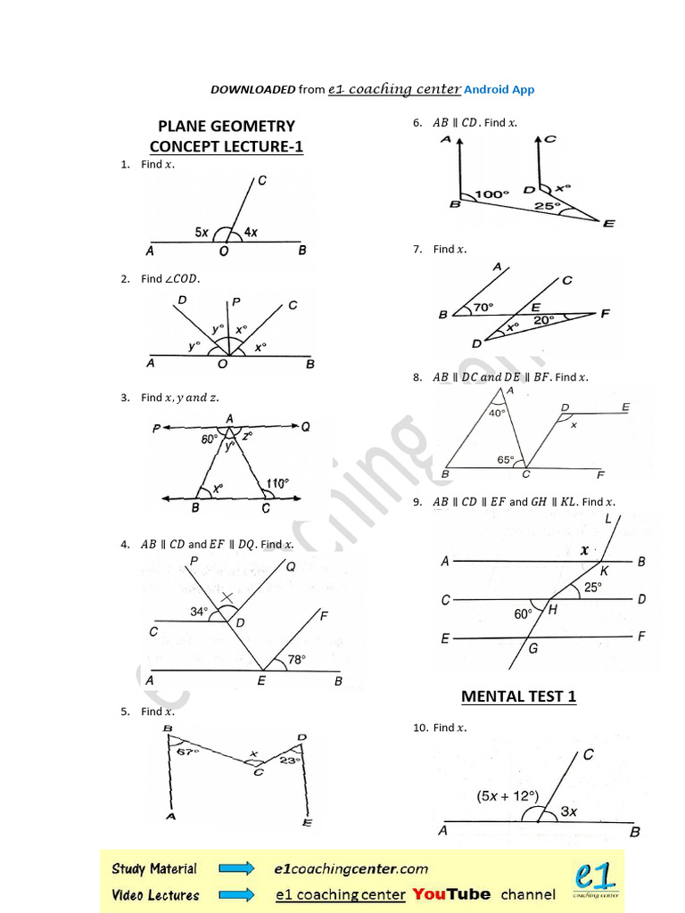 Plane Geometry by E1 Coaching Center | PDF