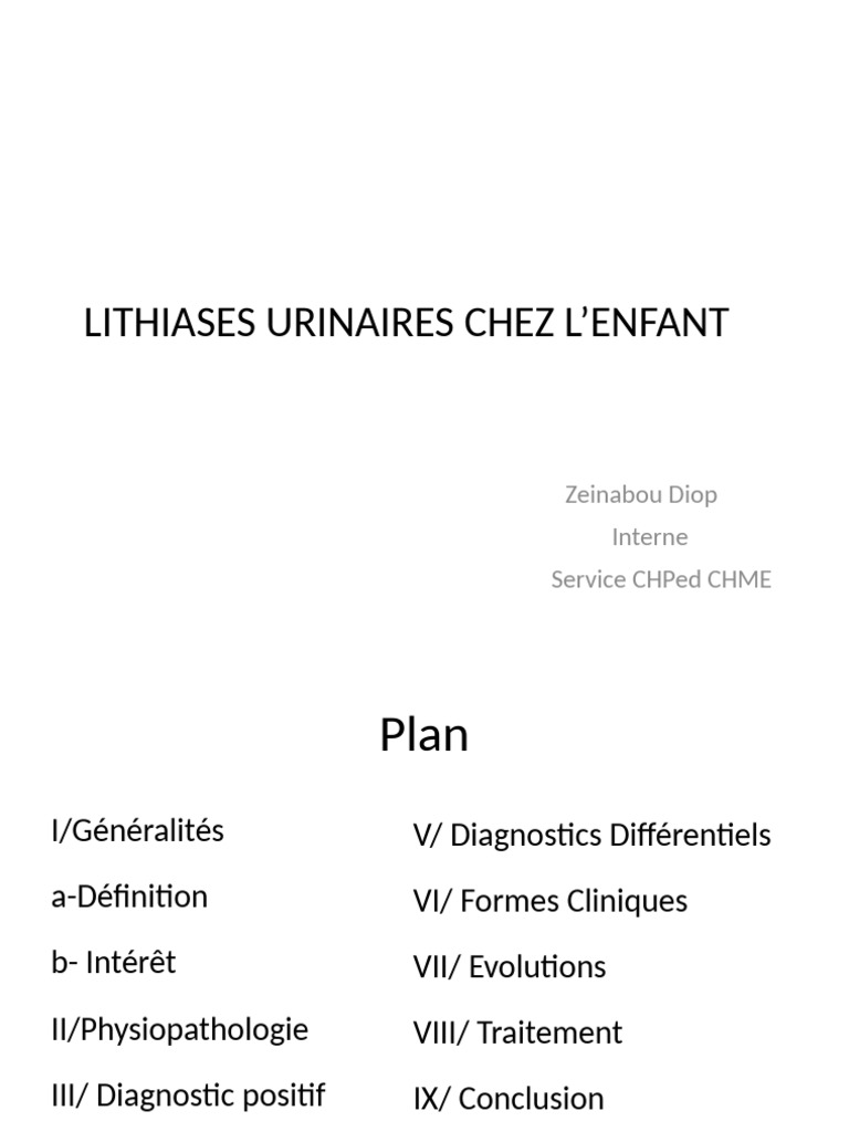 Lithiase Urinaire chez l'Enfant : Guide Complet | PDF | Rein ...