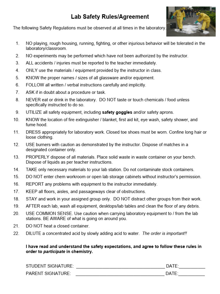 1 - Lab Safety - RulesParent | PDF | Laboratories