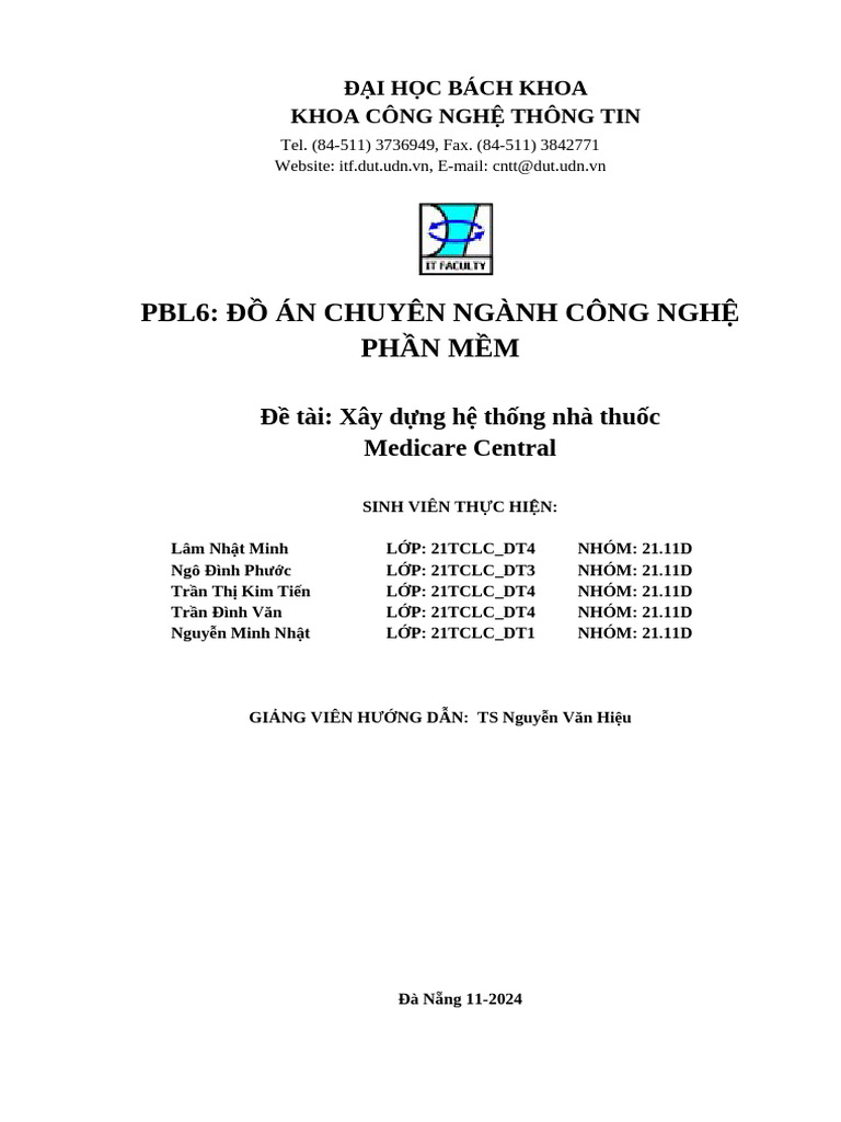 Final - Hệ Thống Nhà Thuốc -Báo Cáo PBL6 | PDF