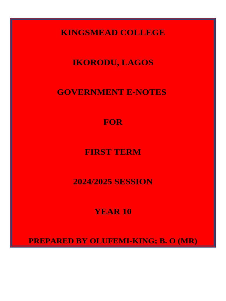Year 10 Government E-Notes 2024/2025 | PDF | Sovereignty | Power ...