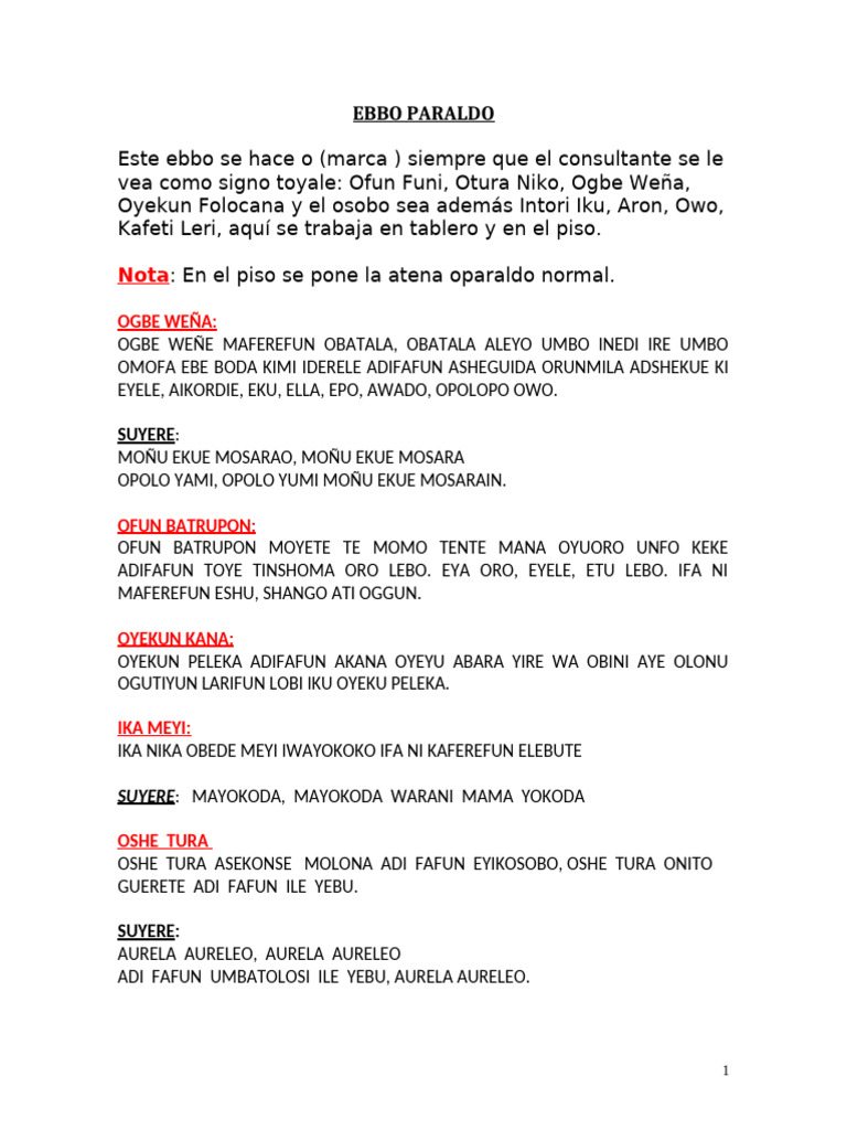 Ebbo Paraldo en Ifá: Signos y Ritual | PDF | Religiones religiosas ...