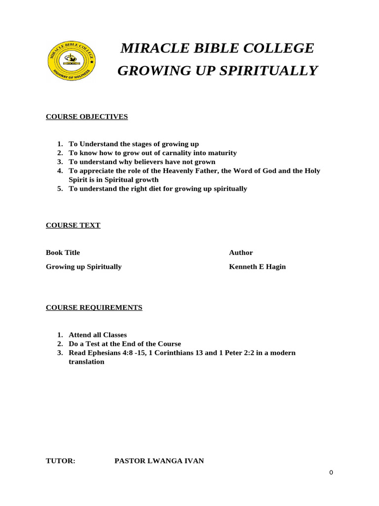 GROWING UP SPIRITUALLY | PDF | Born Again | Jesus