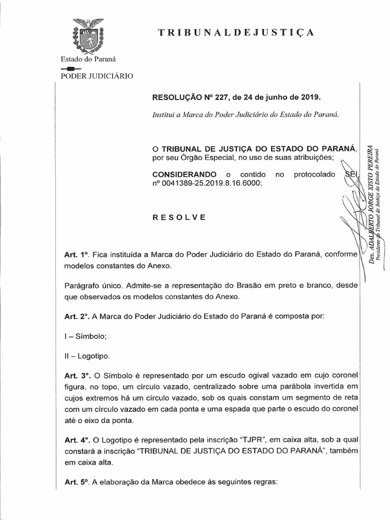 Res 227 - Institui A Logomarca Do Poder Judiciário | PDF