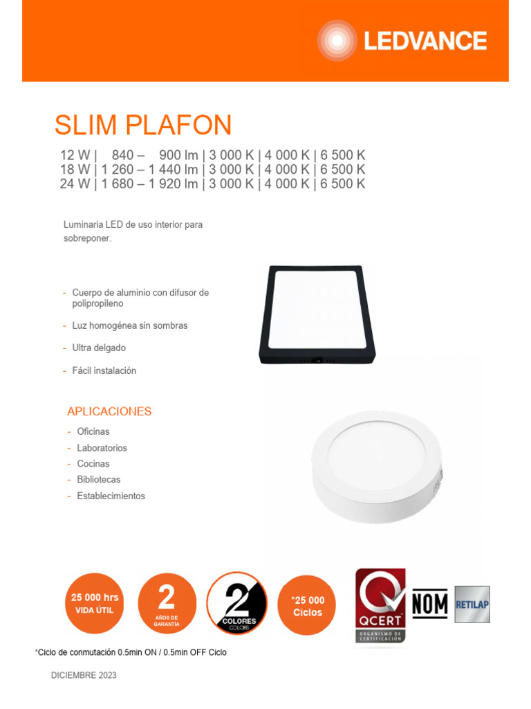 Slim Plafon Latam | PDF | Ligero | Radiación electromagnética