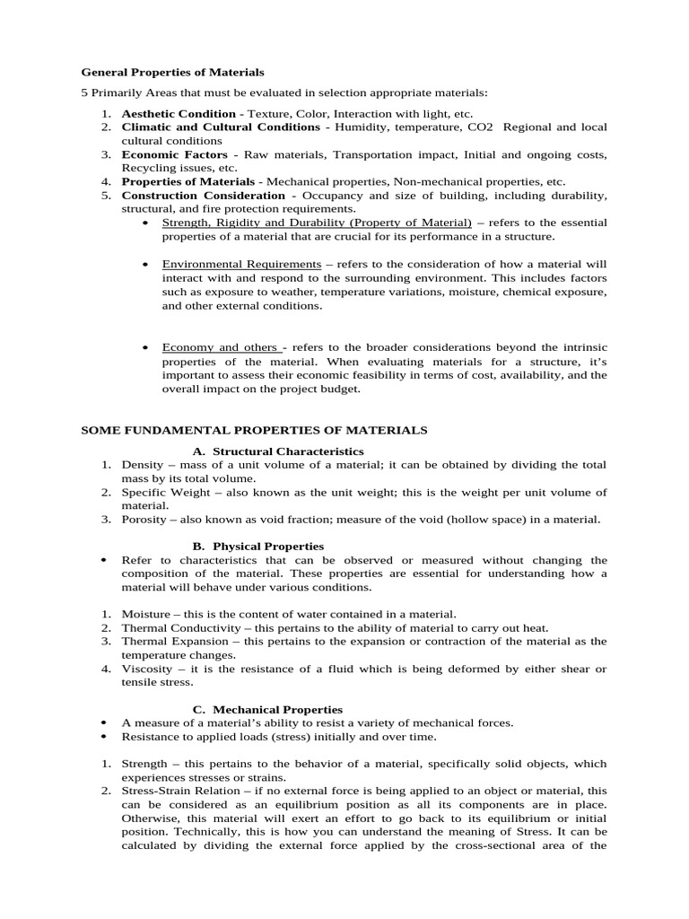General Properties of Materials | PDF | Strength Of Materials | Deformation (Engineering)