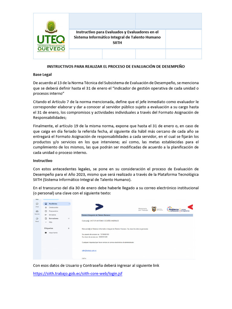 Evaluación Desempeño SIITH 2023 | PDF | Contraseña | Informática