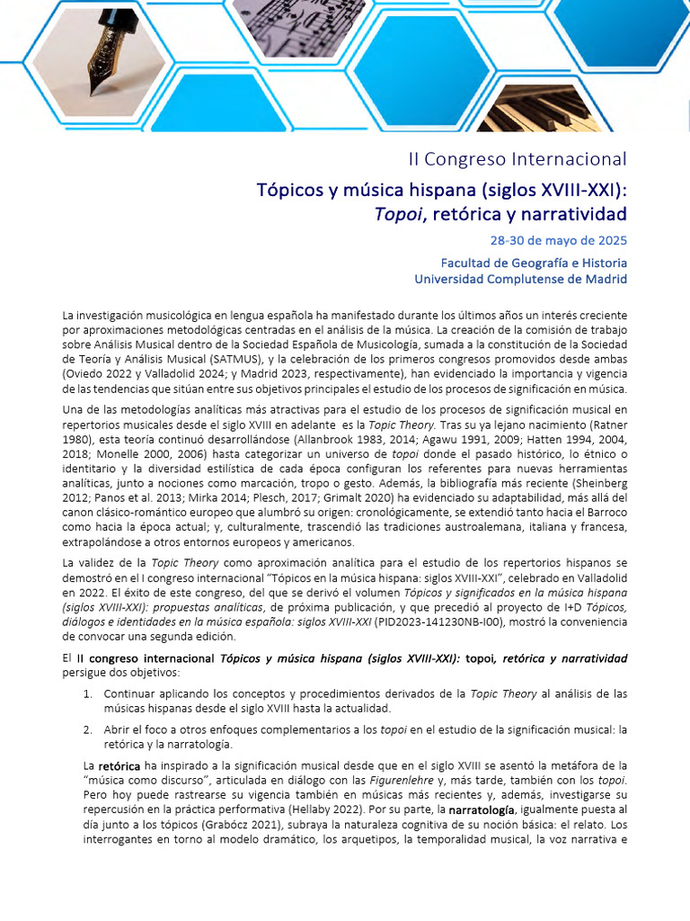 Congreso sobre Tópicos en Música Hispana | PDF | Las artes | Educación ...