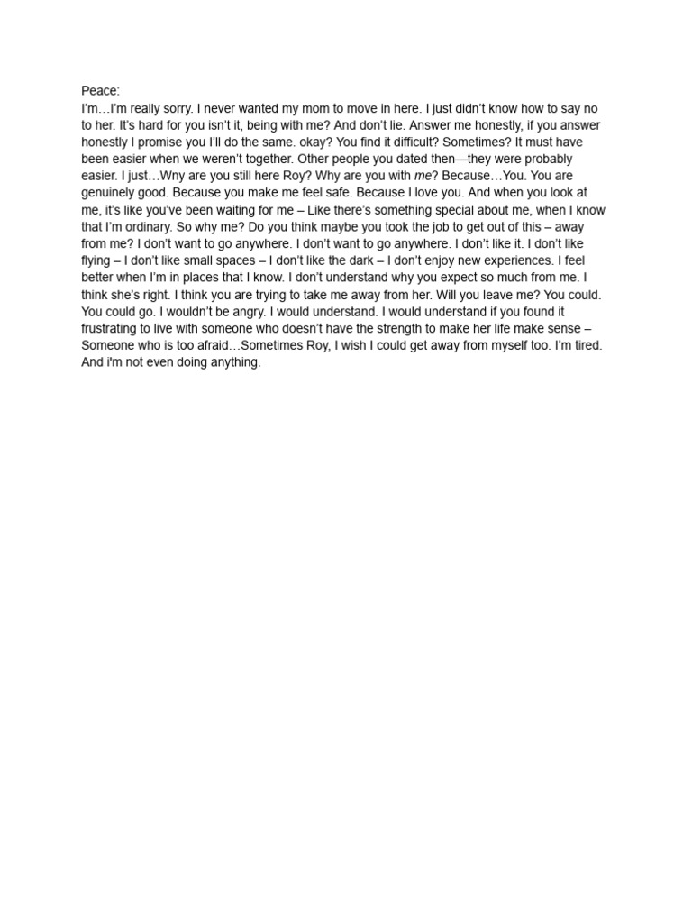 Peace's Monologue From My Fathers Fable by Faith Omole | PDF