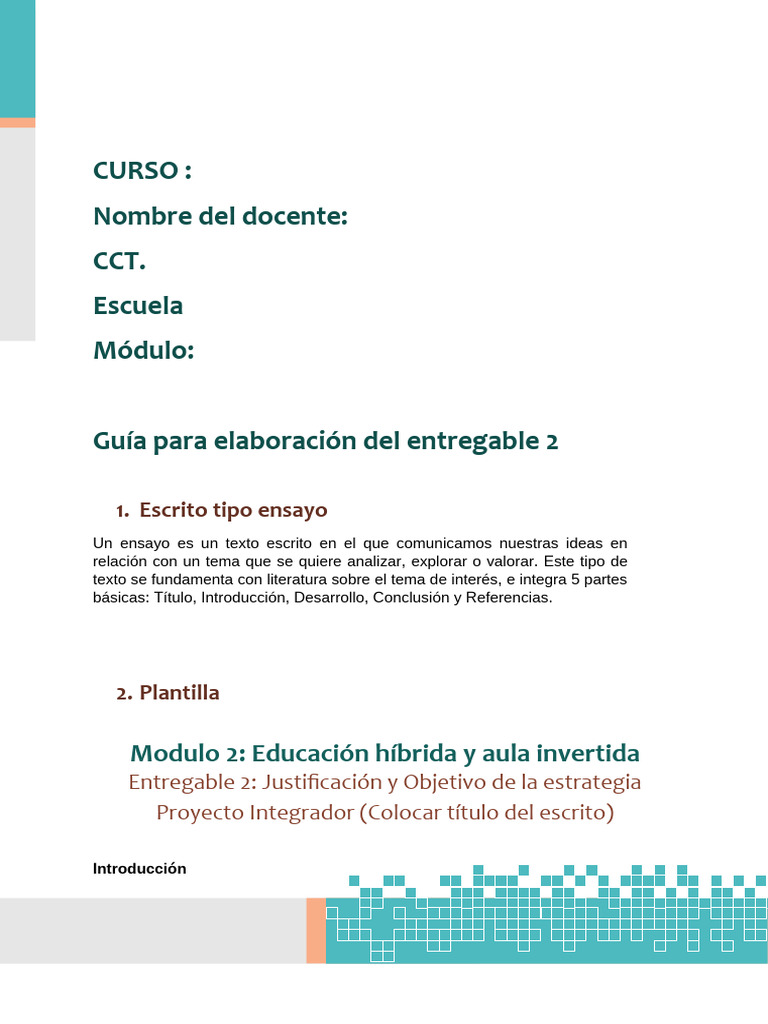 Entregable Modulo 2 GAMH | PDF | Salón de clases | Maestros