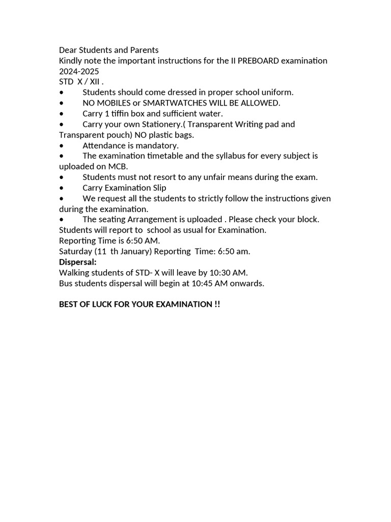 II Preboard exam Instructions | PDF