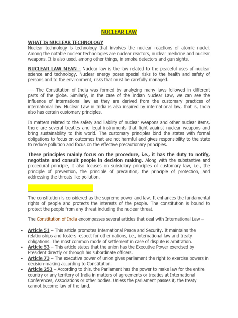 NUCLEAR LAW | PDF | International Law | Treaty
