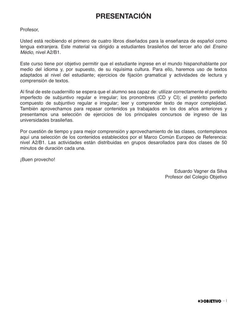 Cad1 Ensino Medio 3serie 2025 Espanhol | PDF | Mecánica del lenguaje | Objeto (gramática)