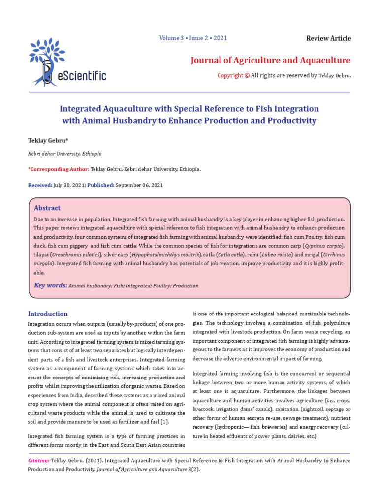 Integrated Aquaculture With Special Reference To Fish Integration | PDF ...