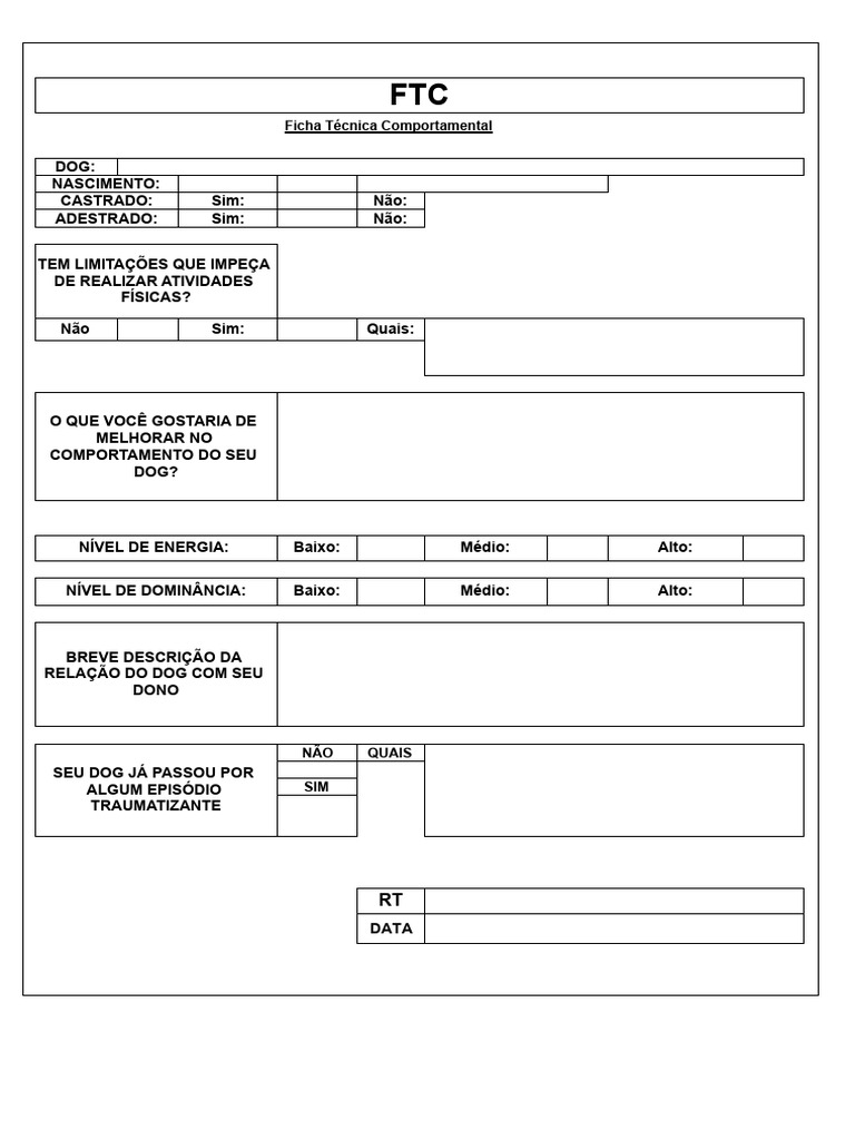 Ficha Técnica Comportamental - FTC | PDF
