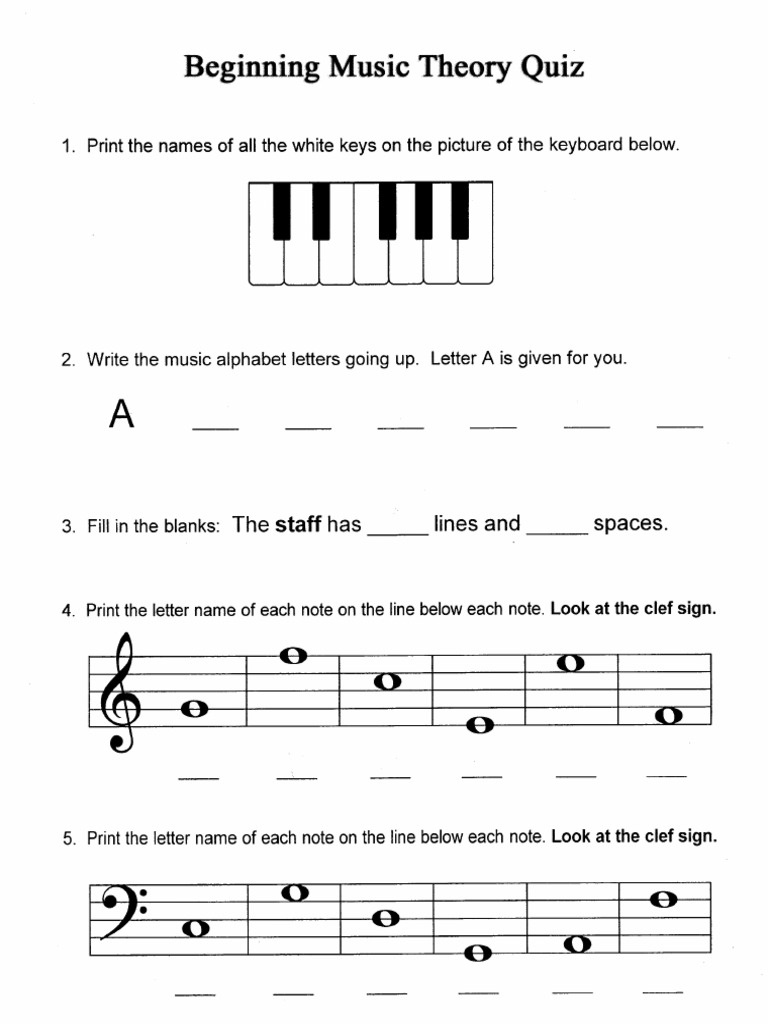BeginningMusicTheoryQuiz-1 | PDF