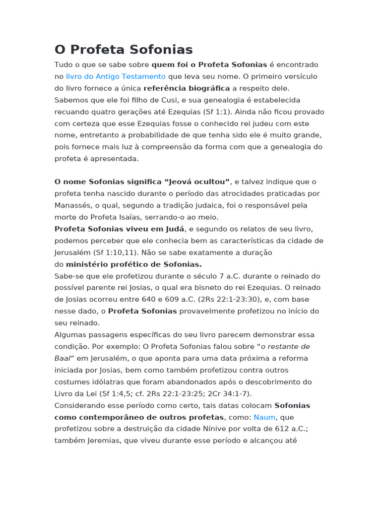 O Profeta Sofonias | PDF