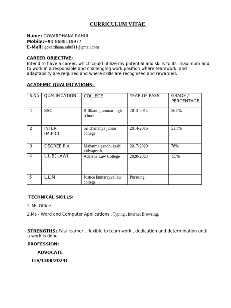 G.Rahul Resume | PDF