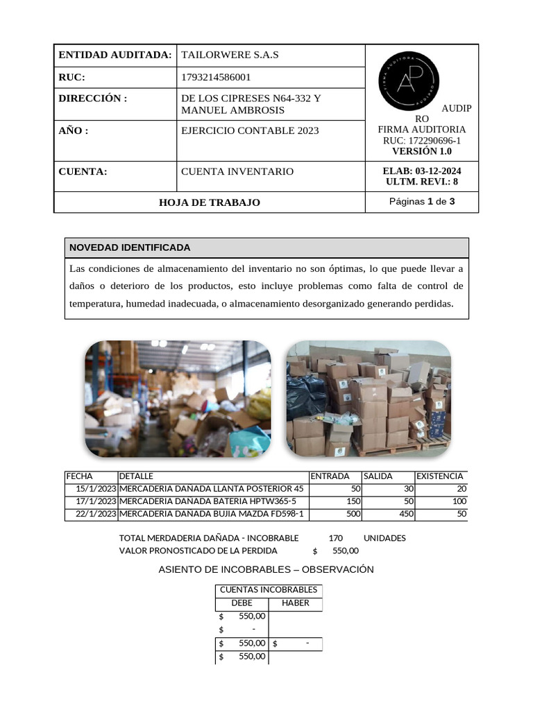 HALLAZGO INVENTARIO kardex | PDF | Contabilidad | Negocios económicos