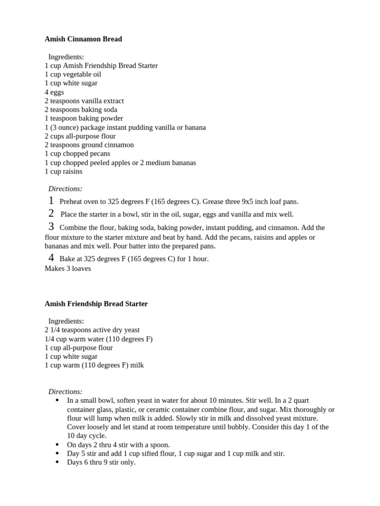 Amish Cinnamon Bread Recipe Guide | PDF | Breads | Teaspoon