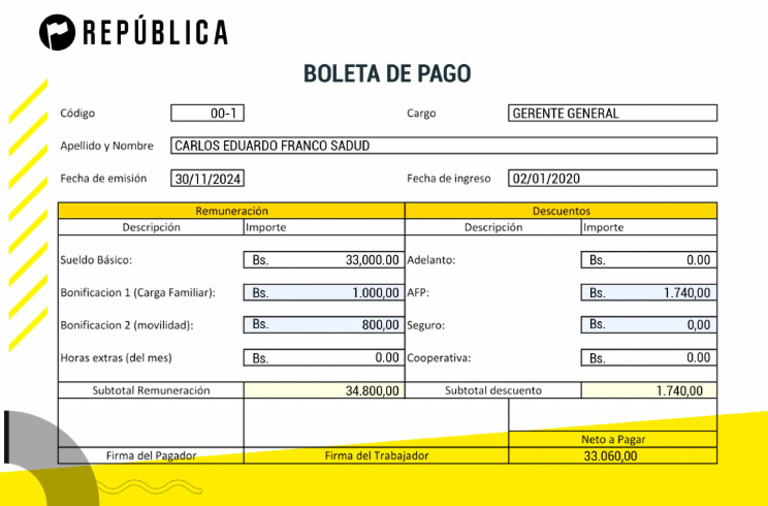 Boleta de Pago Republica | PDF