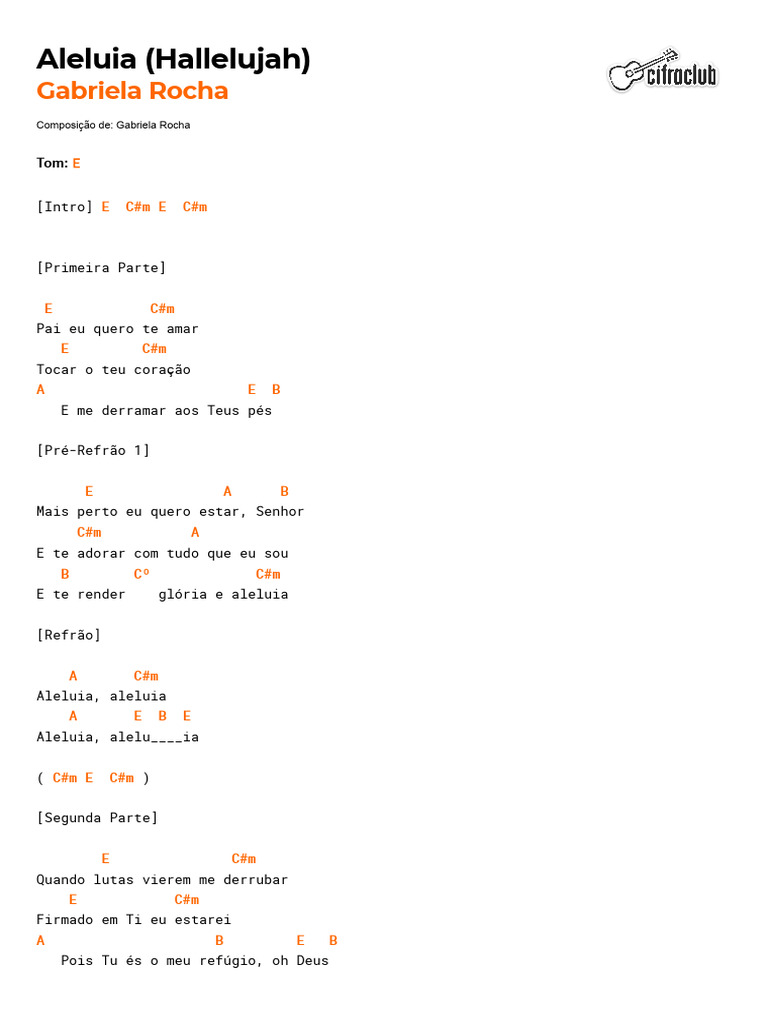 Cifras e Letra de Aleluia - Gabriela Rocha | PDF