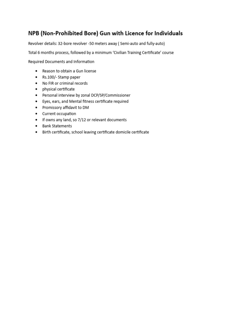 NPB Gun Licence | PDF
