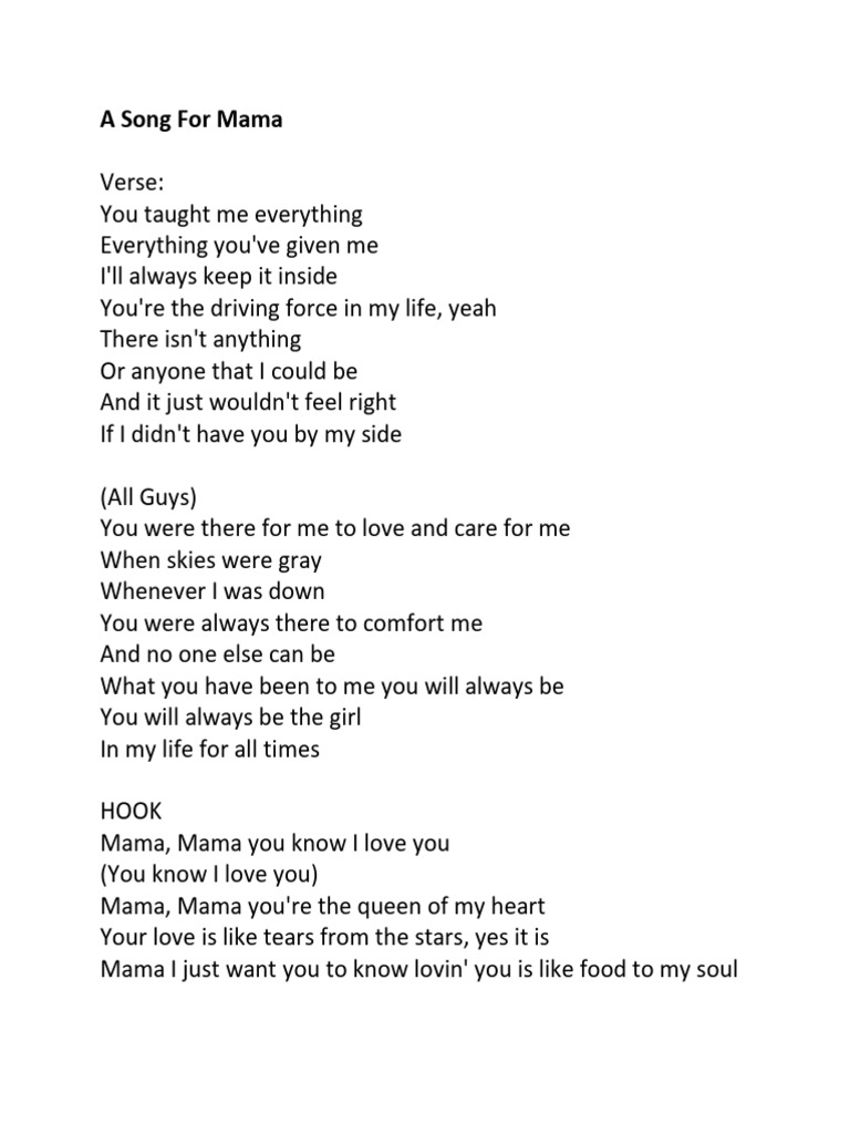 A Song for Mama Lyrics Analysis | PDF