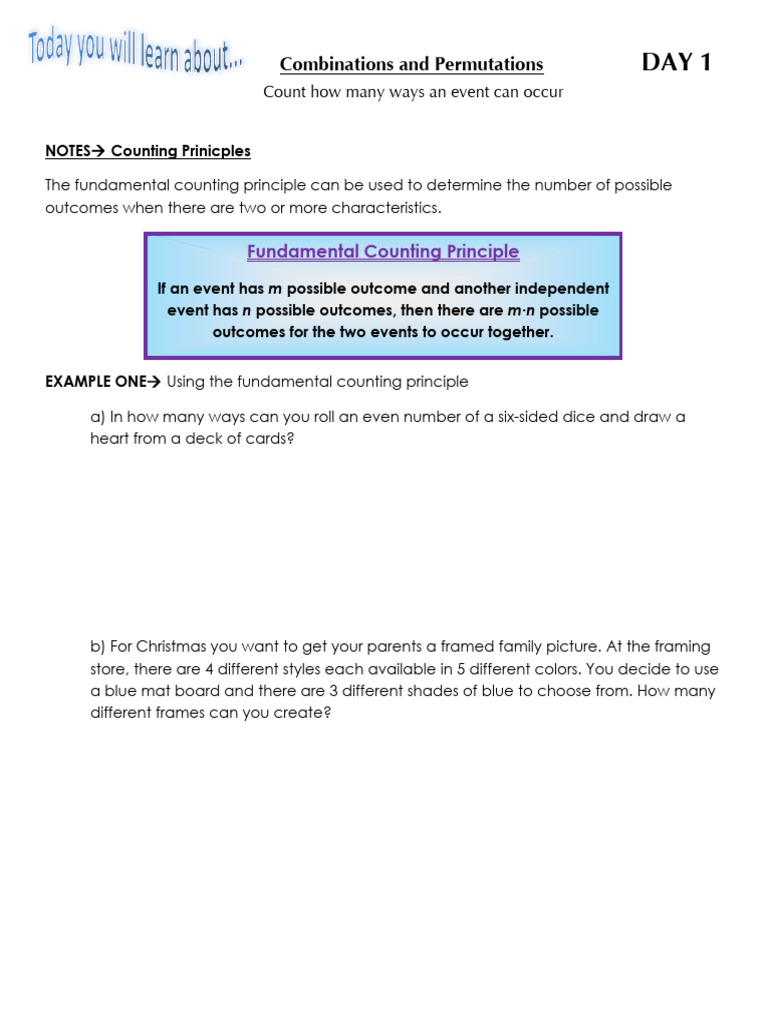 1 Counting Principles Notes | PDF | Permutation | Mathematics