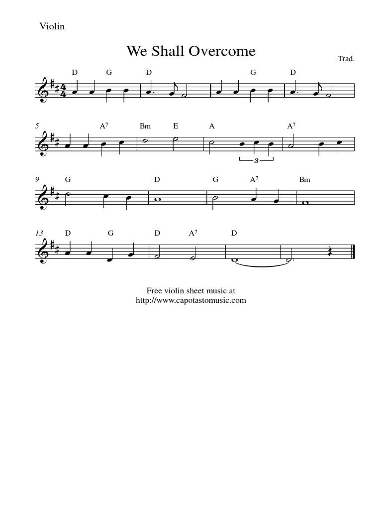 We Shall Overcome Violin Pdf