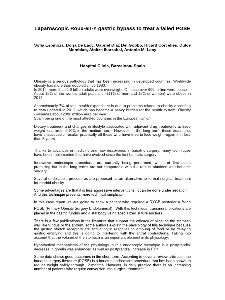 POSE | PDF | Bariatric Surgery | Stomach