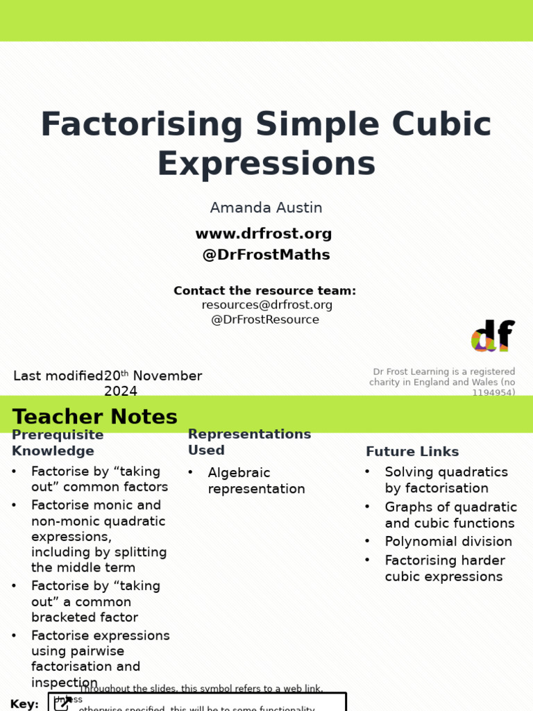 Factorising Simple Cubic Expressions - Lesson | PDF | Factorization ...