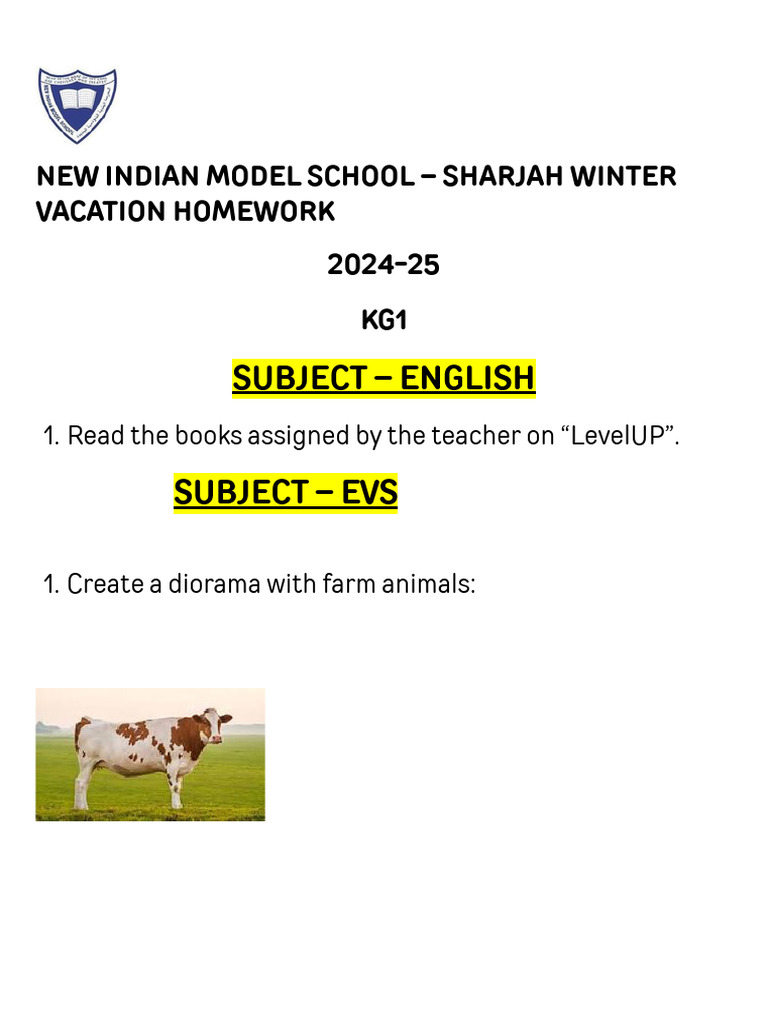 KG1 Winter Homework 2024-25 Guide | PDF