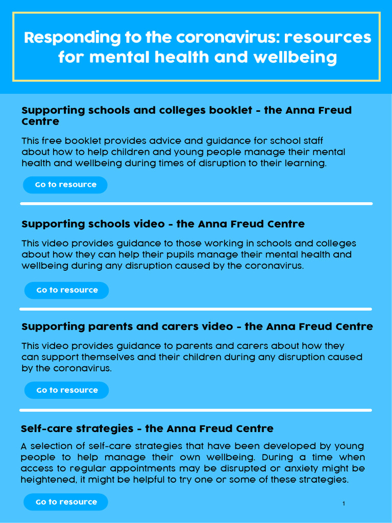 Mental Health and Wellbeing Resources | PDF | Mental Health | Psychology