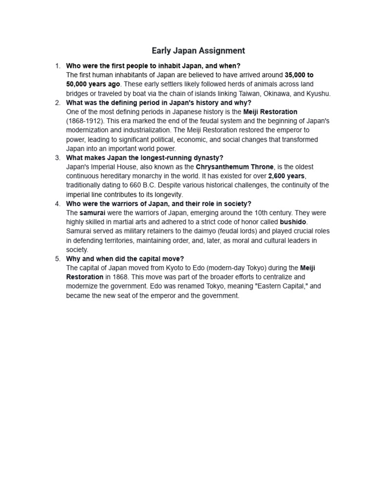 Early Japan Assignment | PDF