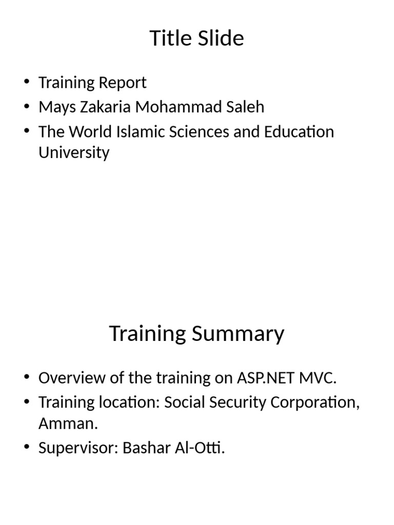 ASP NET MVC Training Report New | PDF